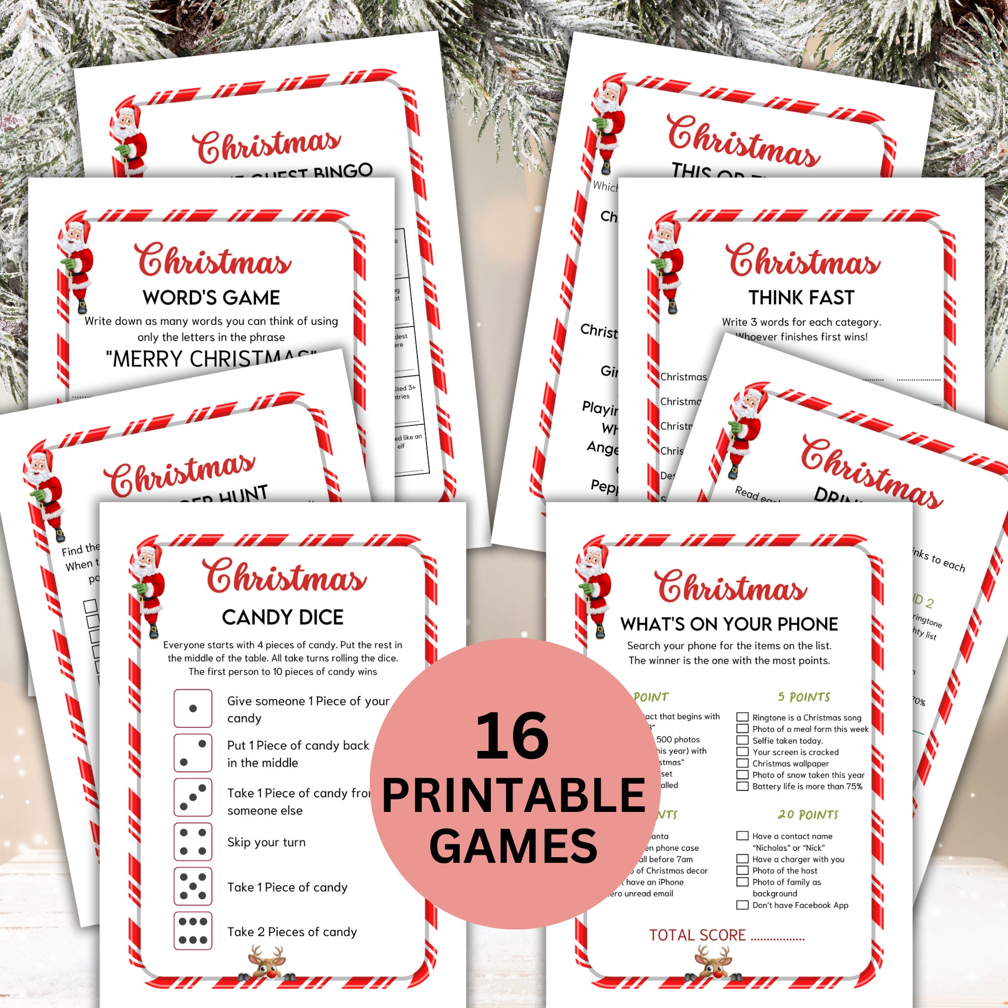 Printable Christmas Game Bundle, Christmas Party Games, Office Holiday ...