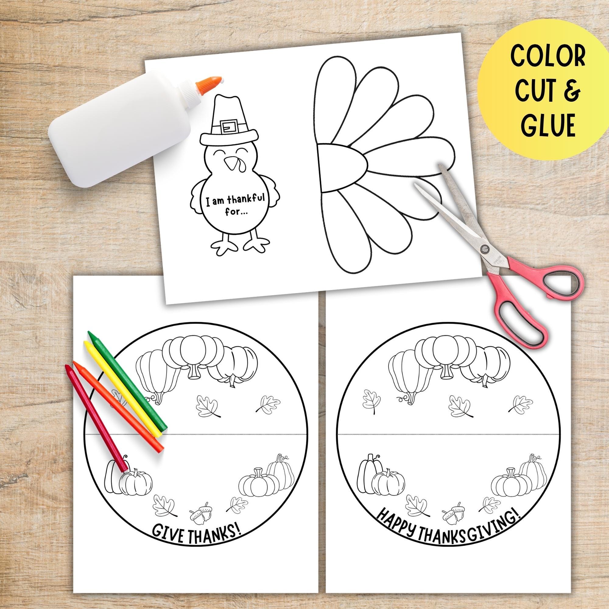 Thankful Fall Turkey Cut & Paste Craft, Build a Thanksgiving Turkey ...