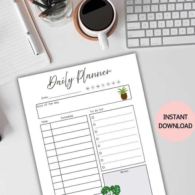Minimalist Daily Planner: To-do List, Time Blocking (printable PDF) - Etsy