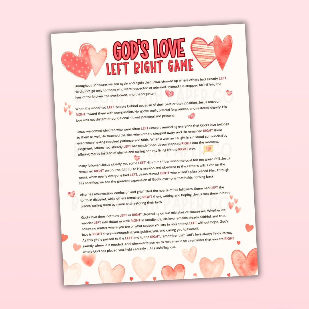 Gods Love Left Right Valentines Day Game, Church Youth Group Party Game ...