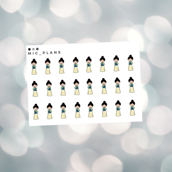 Mulan Princess Doodle Sticker Hand Drawn Planner Stickers - Etsy
