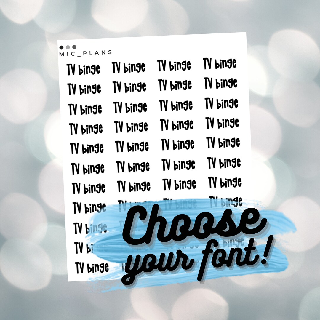 TV Binge Script Planner Sticker Choose Your Font - Etsy