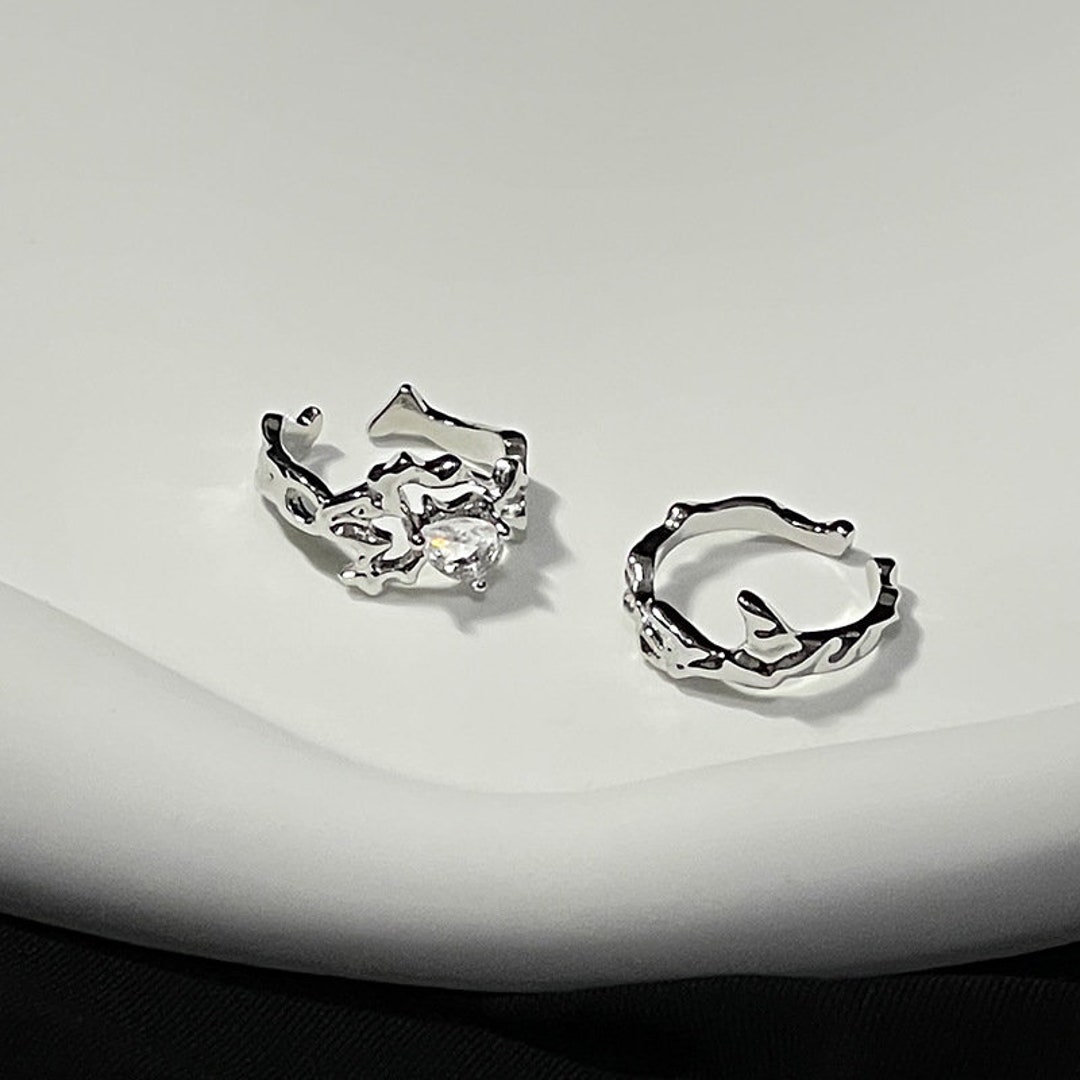 Nature Inspired Silver Ring Set Best Friend Gift. Summer Accessories ...