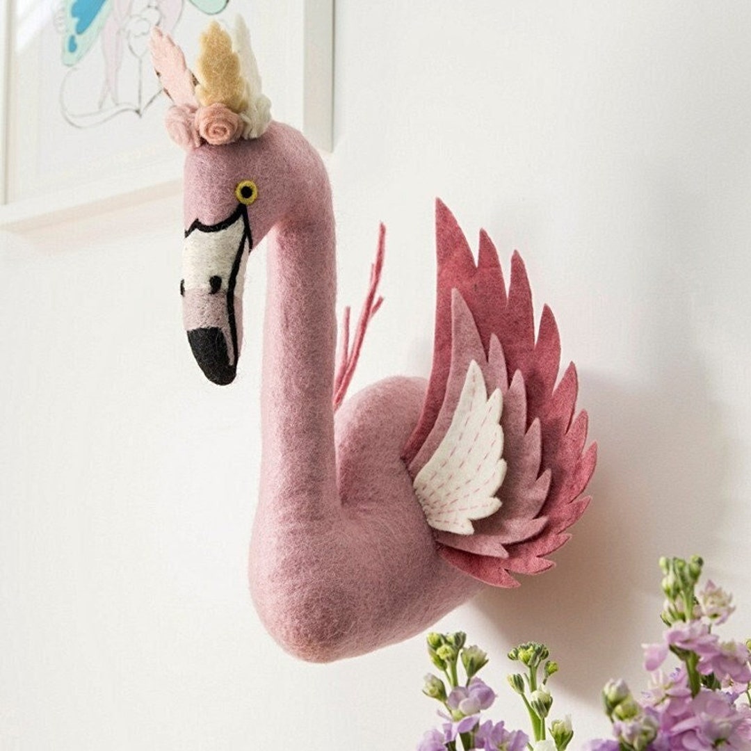 Flamingo Head Wall Mount Alice Flamingo With Wings - Etsy