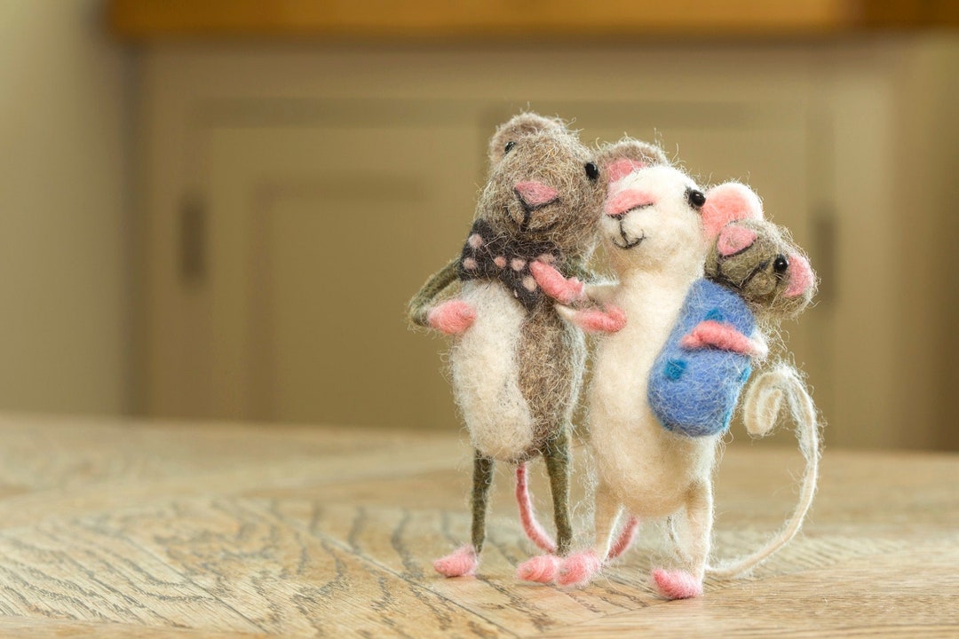 Needle Felt Mice Family Sculpture – Handcrafted Baby Shower Gift, New ...