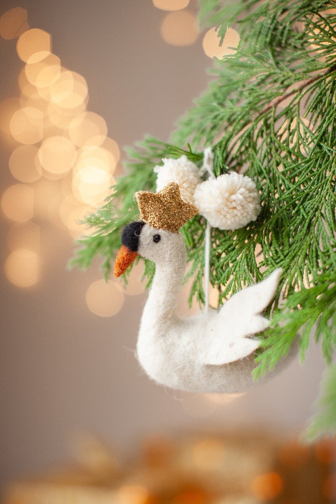 Odette Swan - Swan Ornament - Needle Felted Christmas Decoration With ...