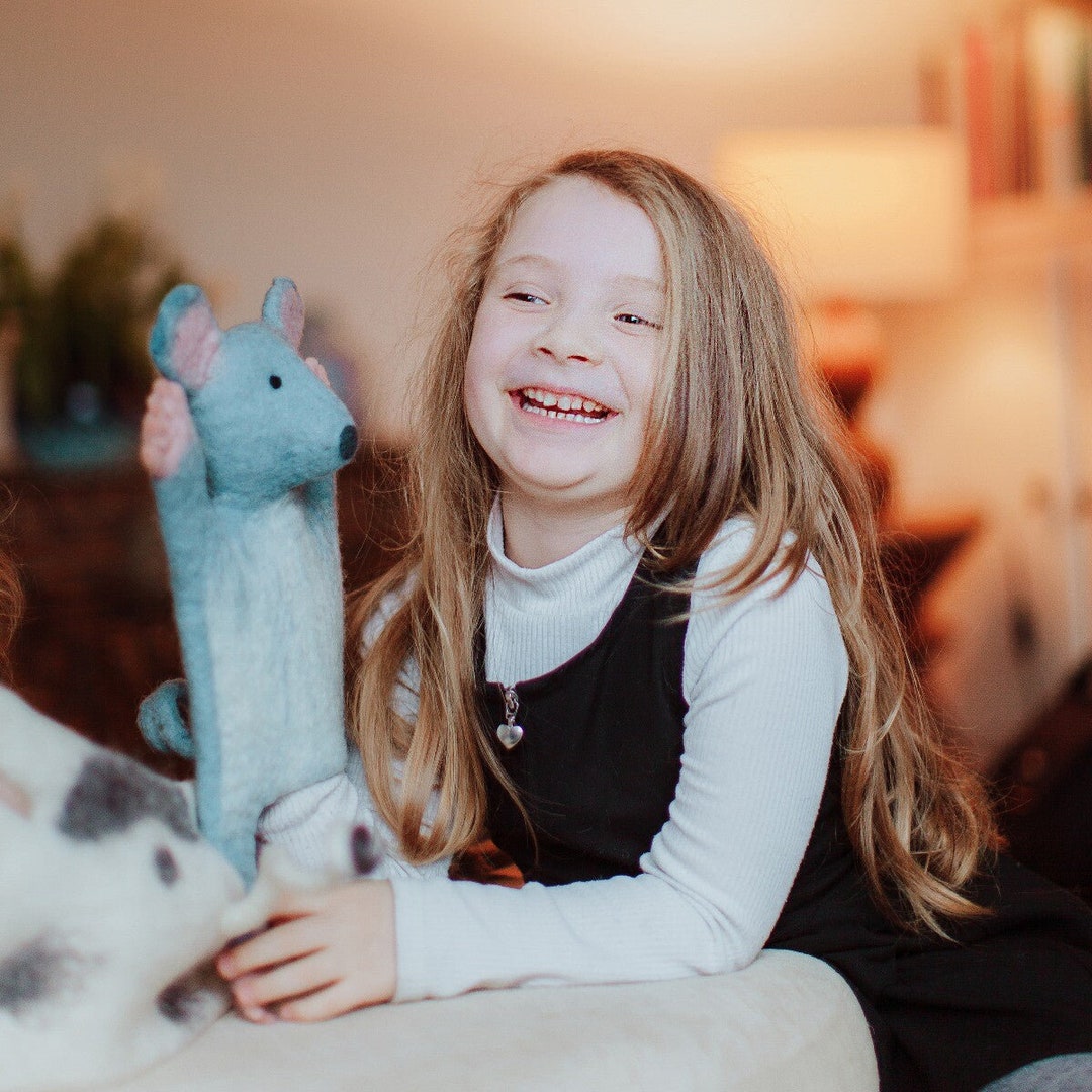 Molly Mouse Hand Puppet - Felted Organic Wool Toy With Pink Paws ...