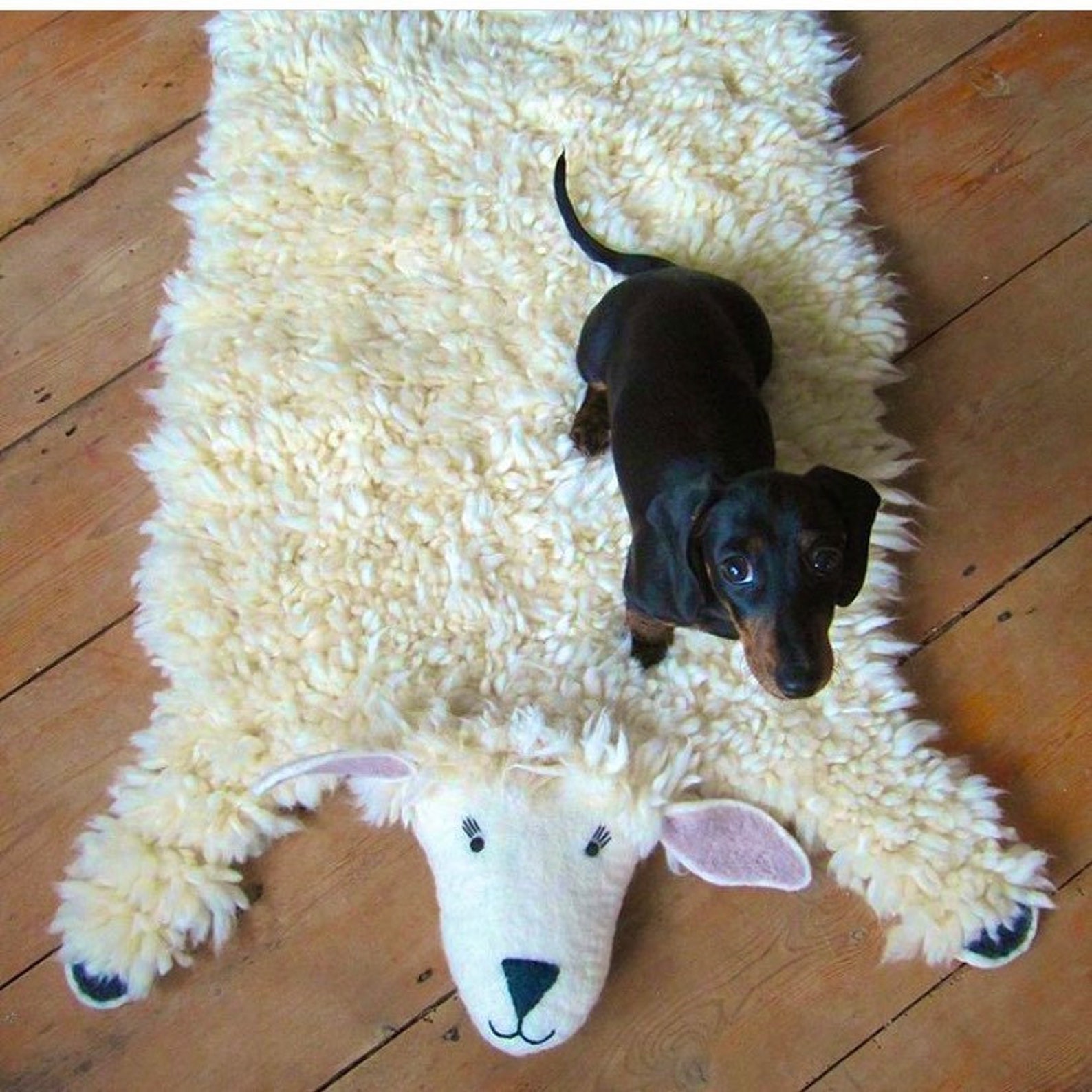 Shirley Sheep Rug - Animal Rug - Hand Felted Merino Wool Fluffy Animal ...