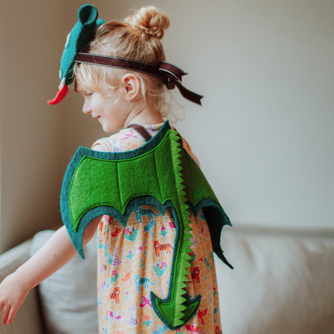 Dylan Dragon Dress up - Child Costume -with Felted Head Dress, Wings ...
