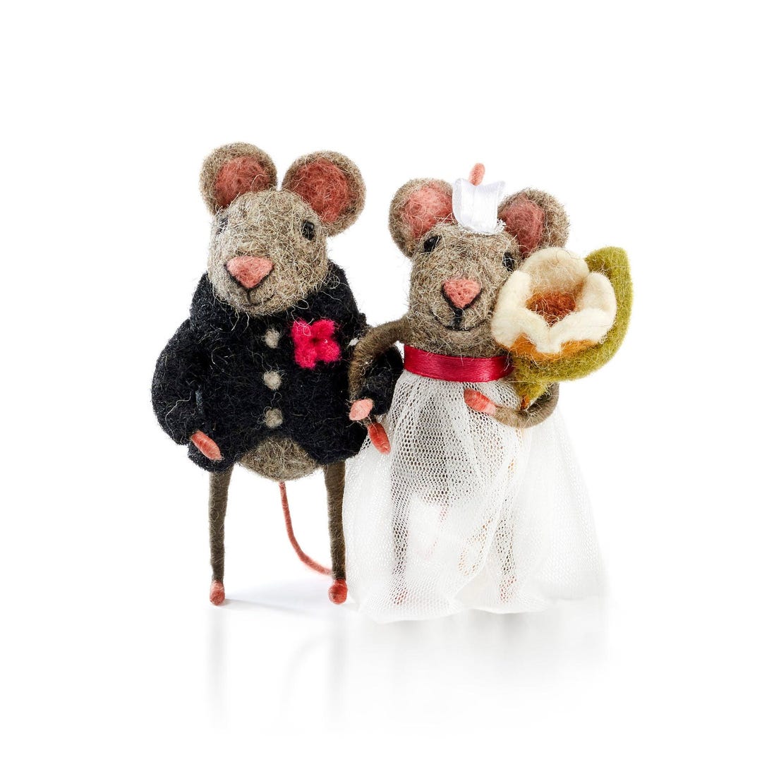 Felt Bride and Groom Wedding Mice - Felt Animal Couple, Handmade Wool ...