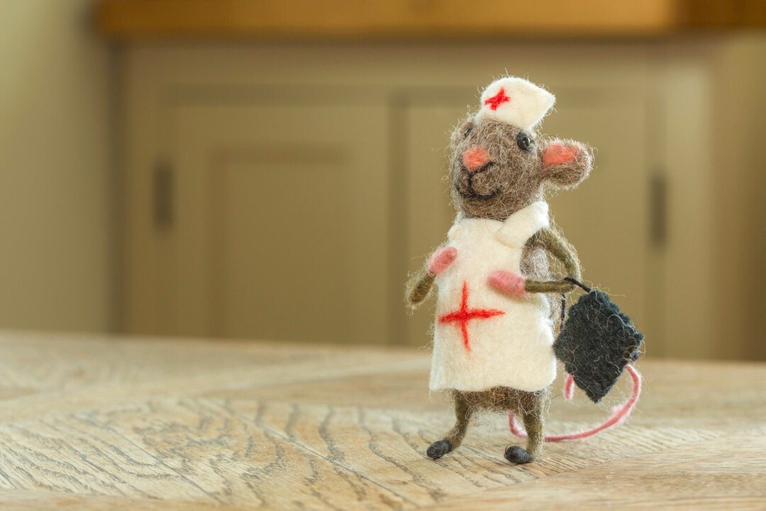 Nurse Mouse - Needle Felted Nurse With Medical Bag – Handmade ...