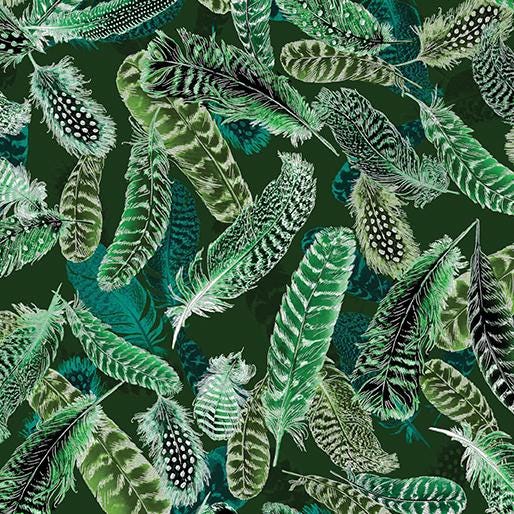 1/2 meter of Gilded Feathers Teal Green by Kanvas Studio for Bernartex ...