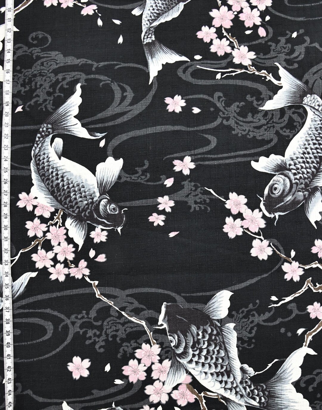 1/2 a Meter of Todoroki Koi Carp Dobby Cloth Black Grey by Kokka Japan ...