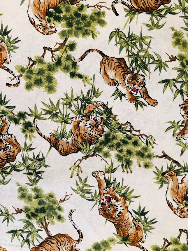 1/2 a Meter of Todoroki Tiger Dobby Cloth on Natural Cotton Fabric by ...