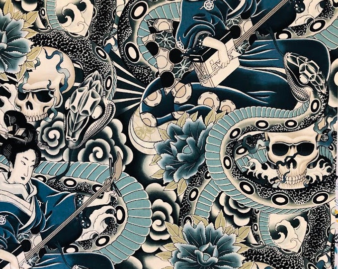 Alexander Henry's Zen Charmer Tea Indigo De Leon Design Group Fabric by ...