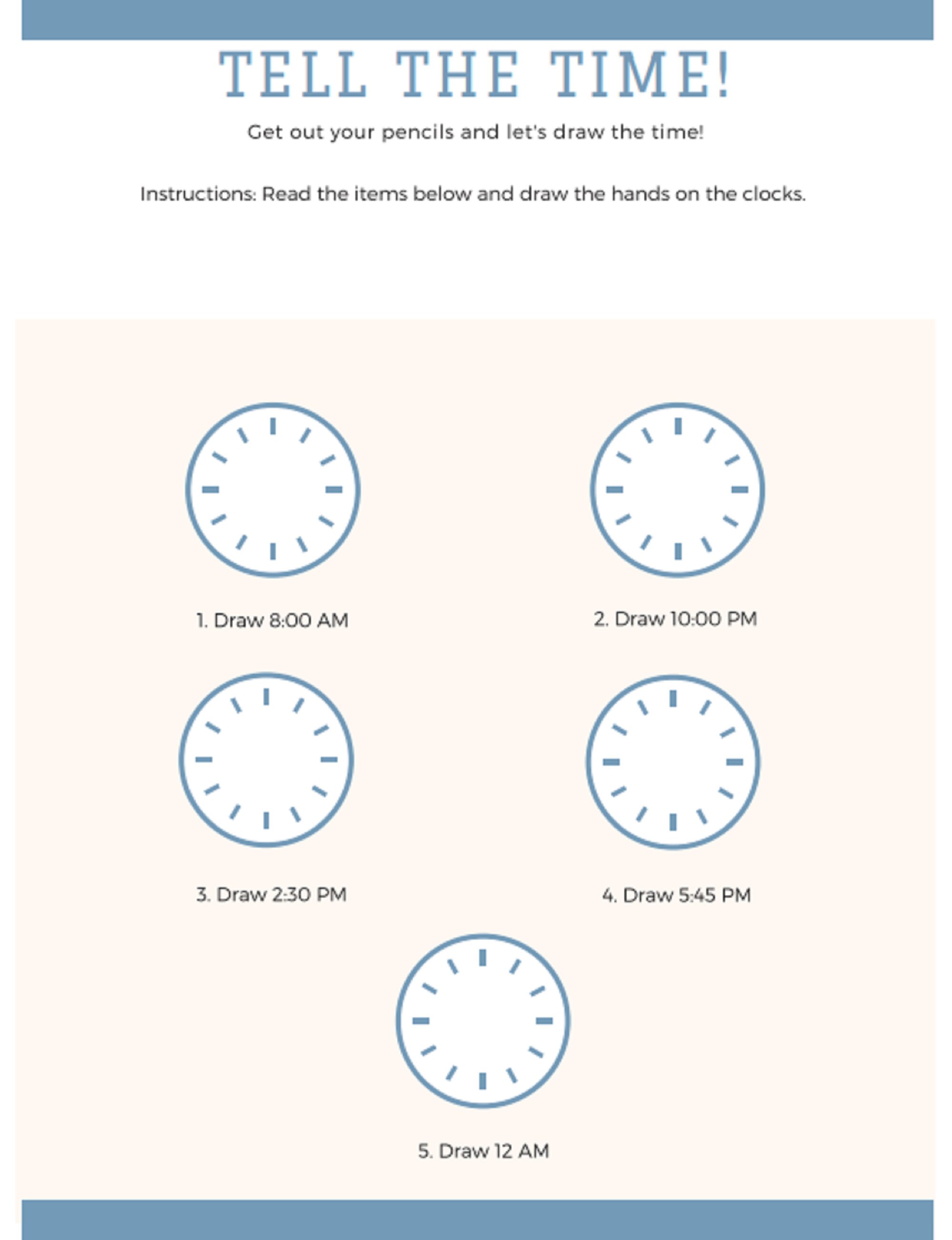 Clock Time Worksheets - Etsy