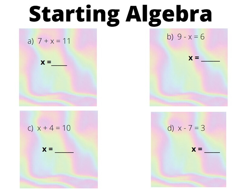 Beginner Algebra Worksheet Bundle - Etsy