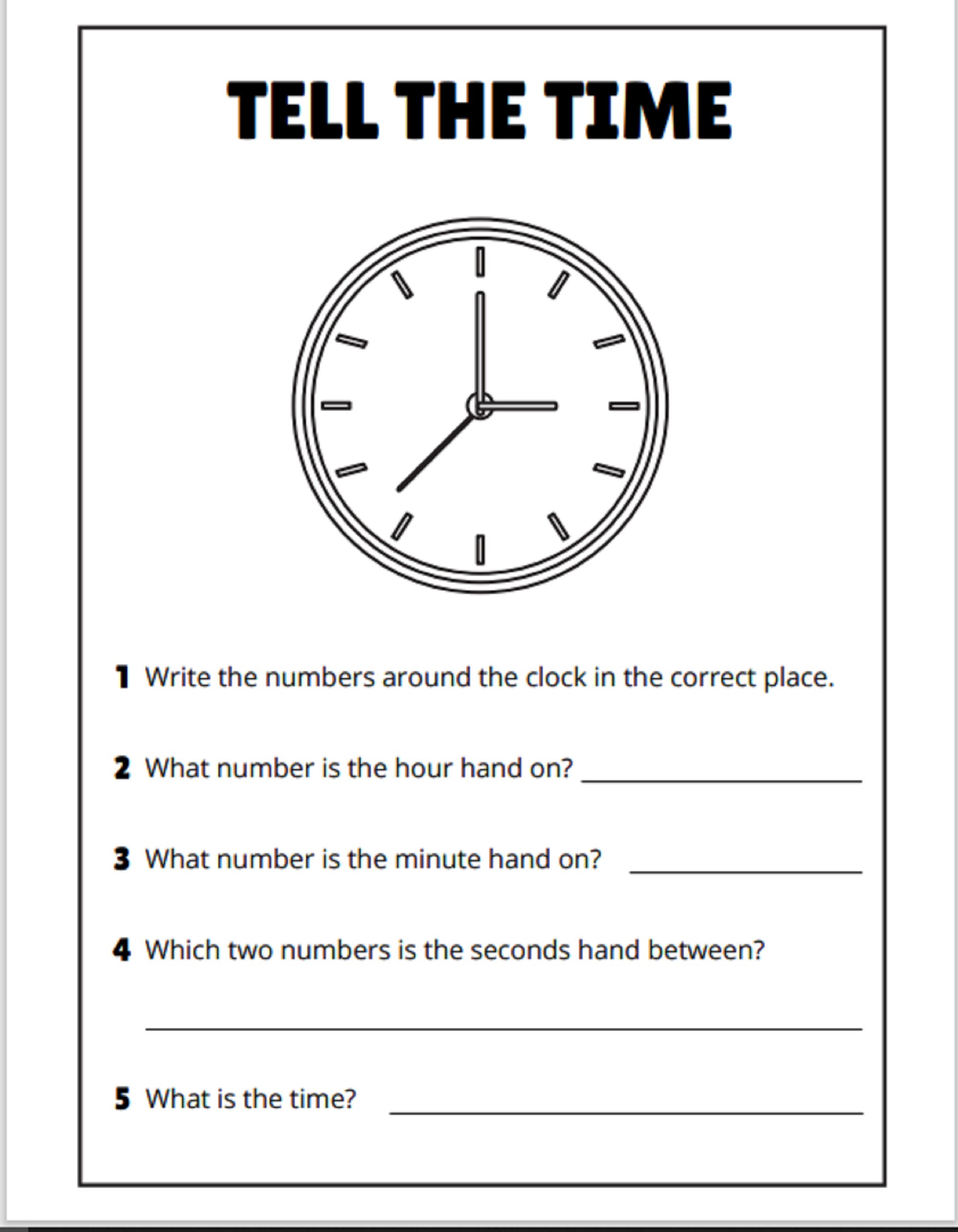 Clock Time Worksheets - Etsy