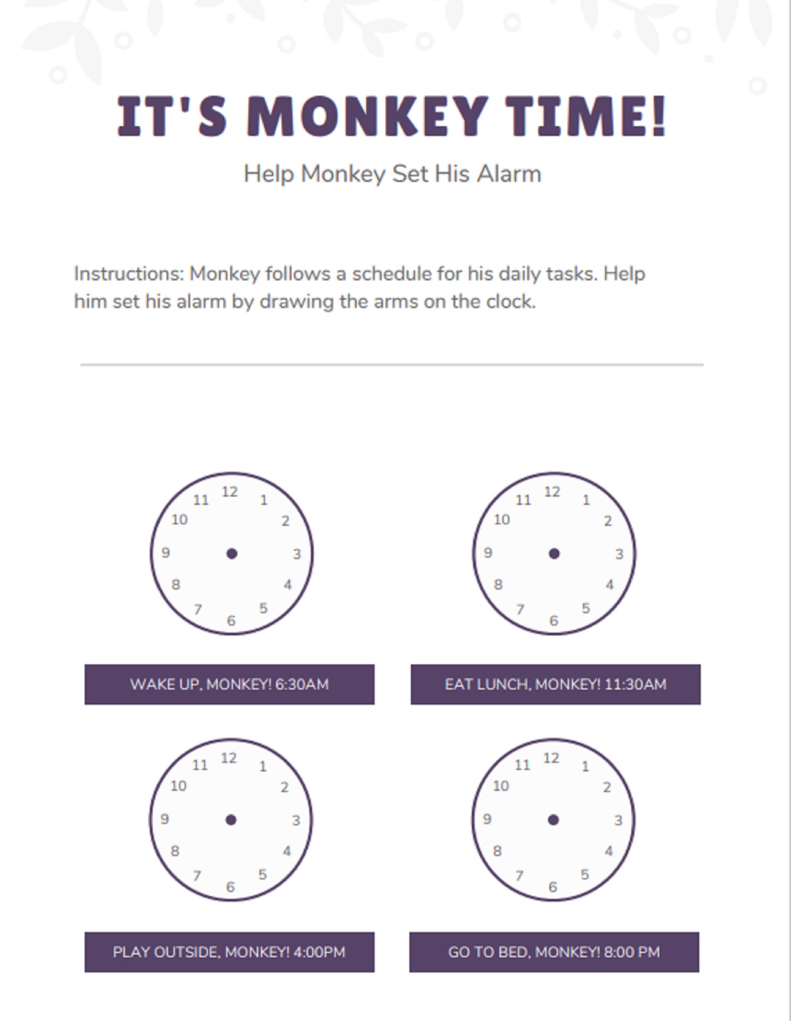 Clock Time Worksheets - Etsy