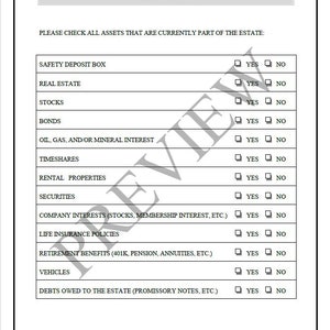 Probate Intake Form Questionnaire (attorney Form) - Etsy UK