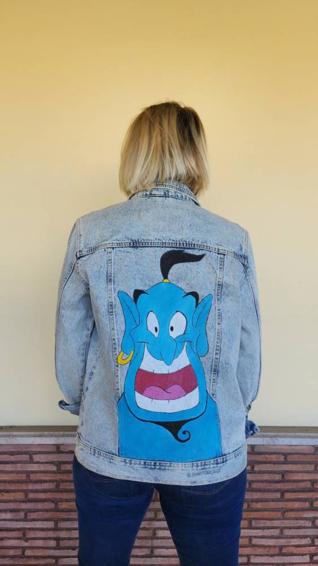 Genie Aladdin Hand Painted Denim Jacket Genie - Etsy