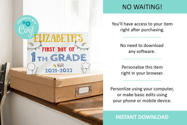 Editable First Day of School Sign, Printable Back to School Poster ...