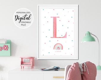 Girls Wall Art Monogram Art Girls Custom Gift Baby Girl - Etsy