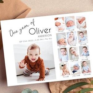 Editable First Year Photo Collage Template, Baby 1st Birthday Gift ...