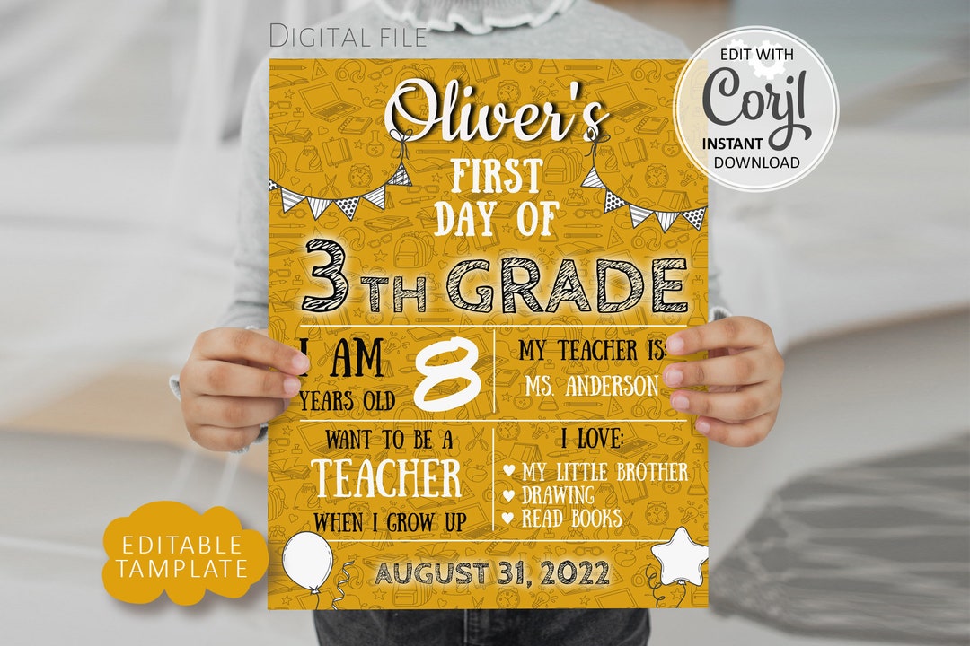 Editable First Day of School Stats Sign, Printable Back to School ...
