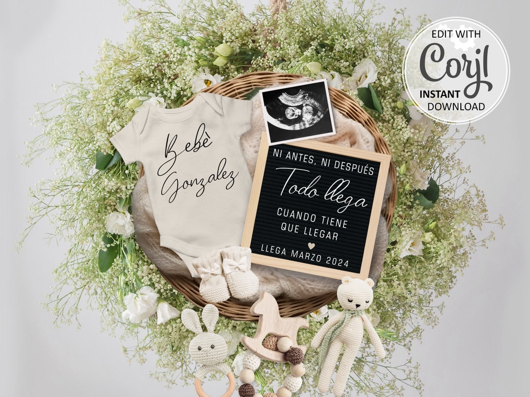 Spanish Pregnancy Announcement Digital, Anuncio De Embarazo, Baby ...