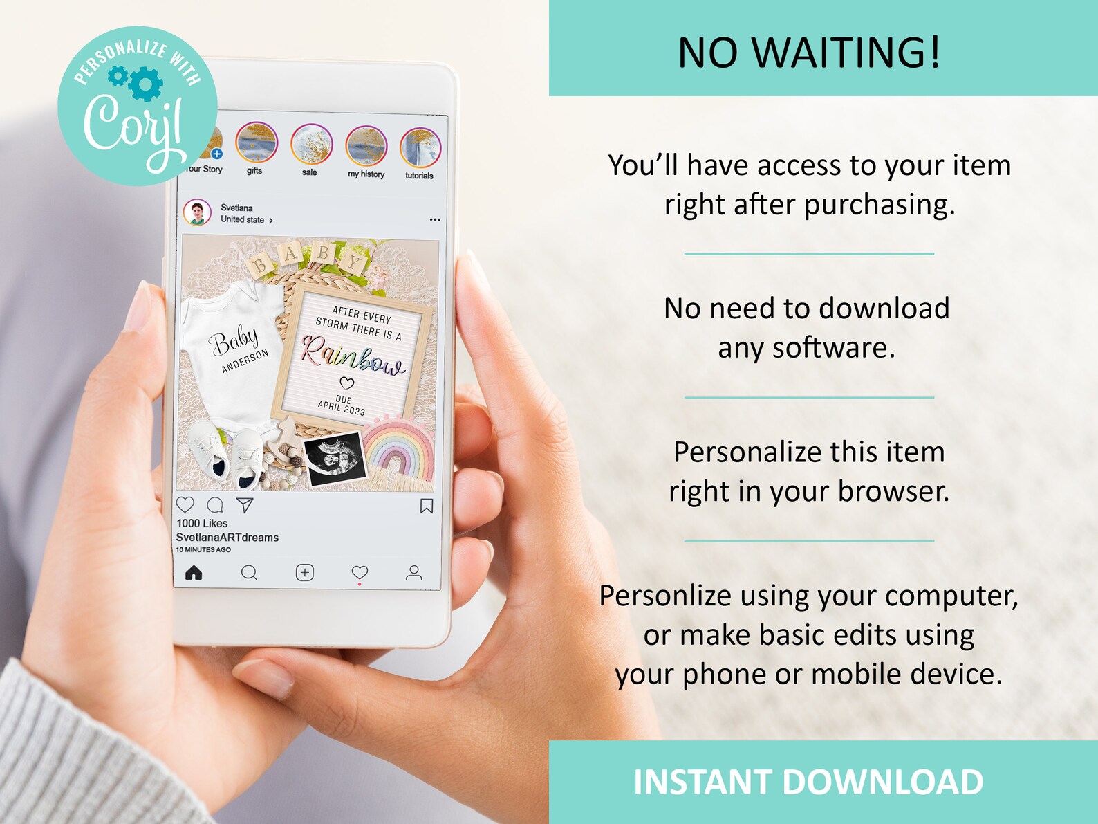 Rainbow Baby Announcement Digital, Rainbow Pregnancy Announcement ...