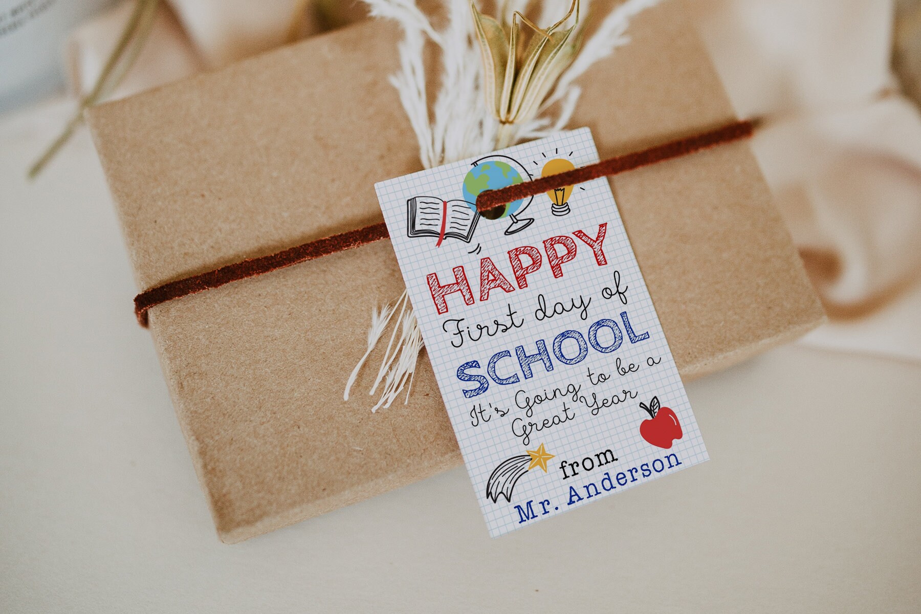Back to School Gift Tag Template, Printable First Day of School Tag ...