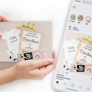 Rainbow Baby Announcement Digital, Rainbow Pregnancy Announcement ...