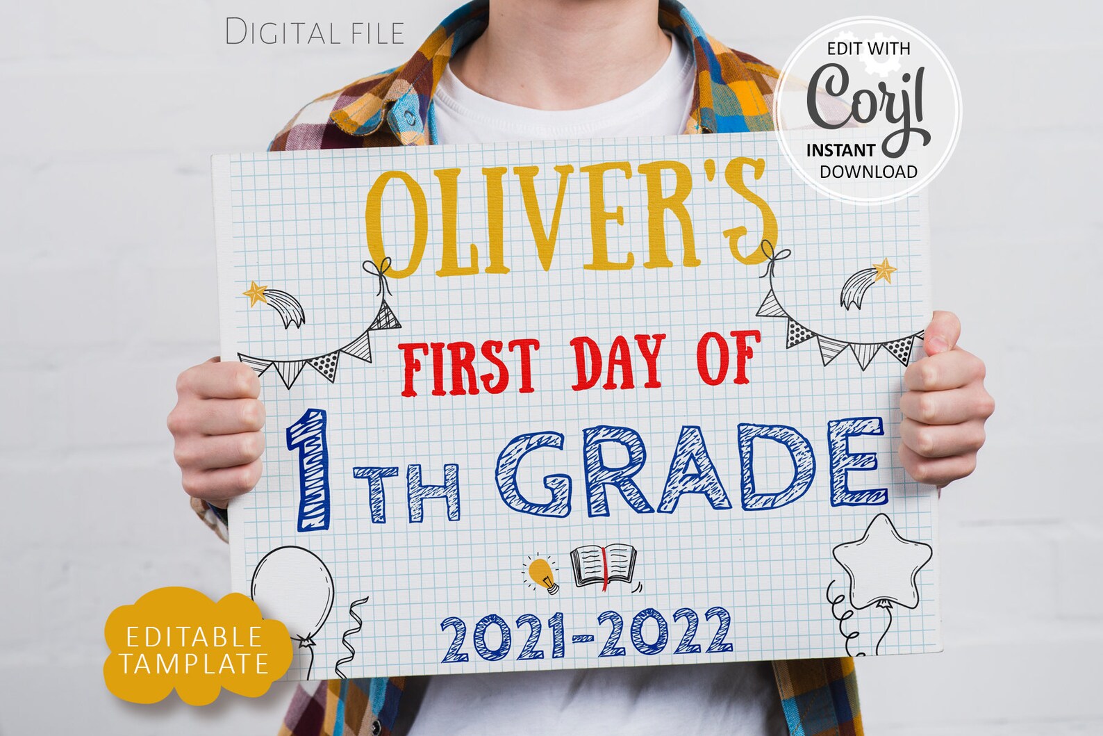 Editable First Day of School Sign, Printable Back to School Poster ...