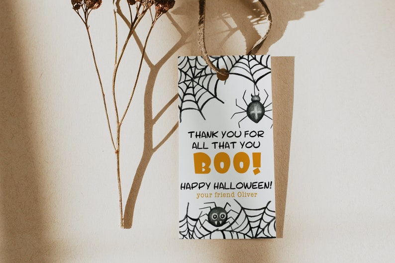 Halloween Gift Tag Printable Template, Editable Thank You Tags, Happy ...