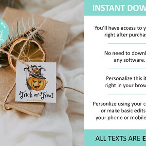 Editable Halloween Gift Tags Template, Printable Personalized Favor Tag ...