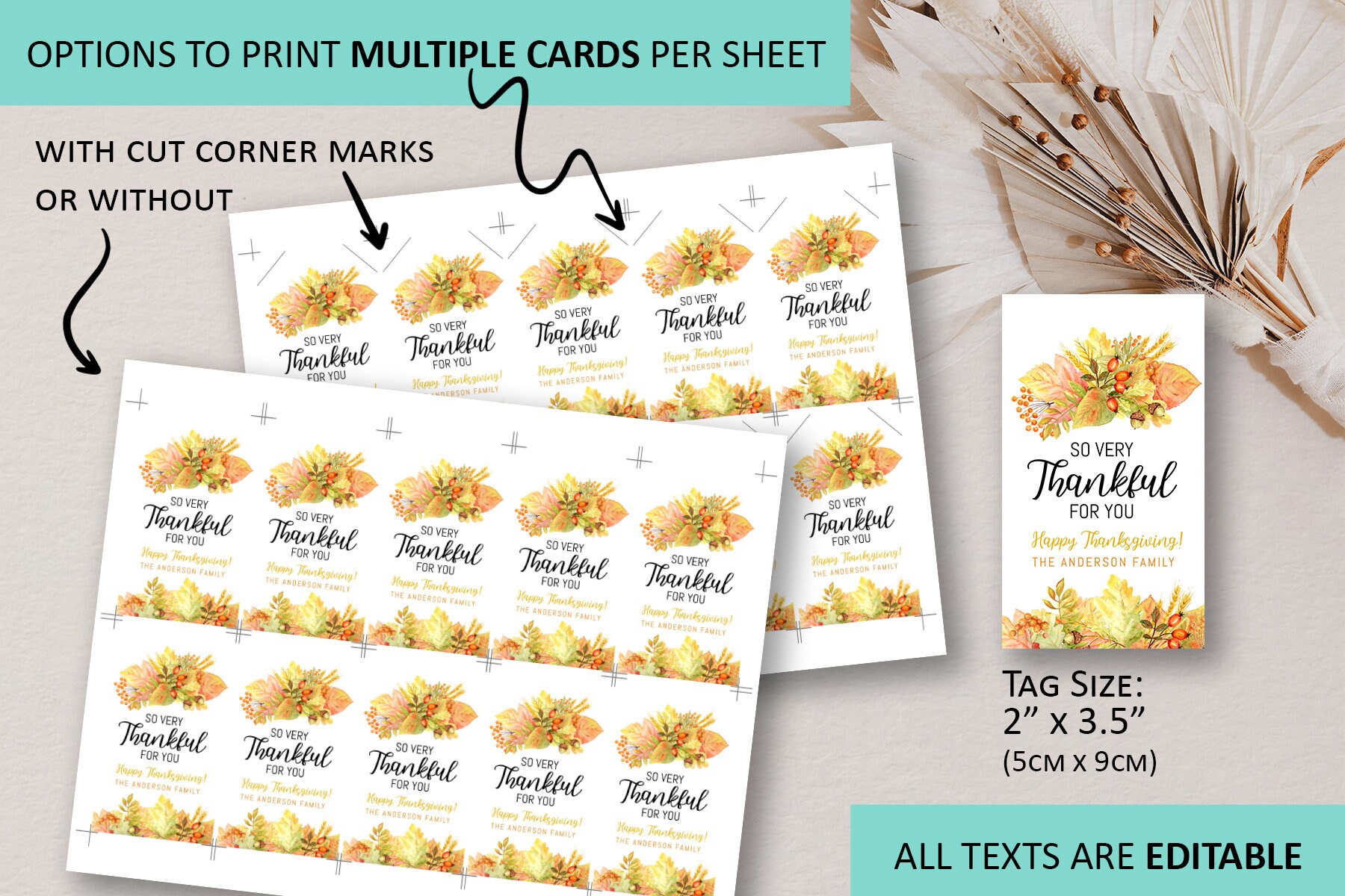 Gift Tags Printable Template Thanksgiving, Thankful for You Favor Tag ...