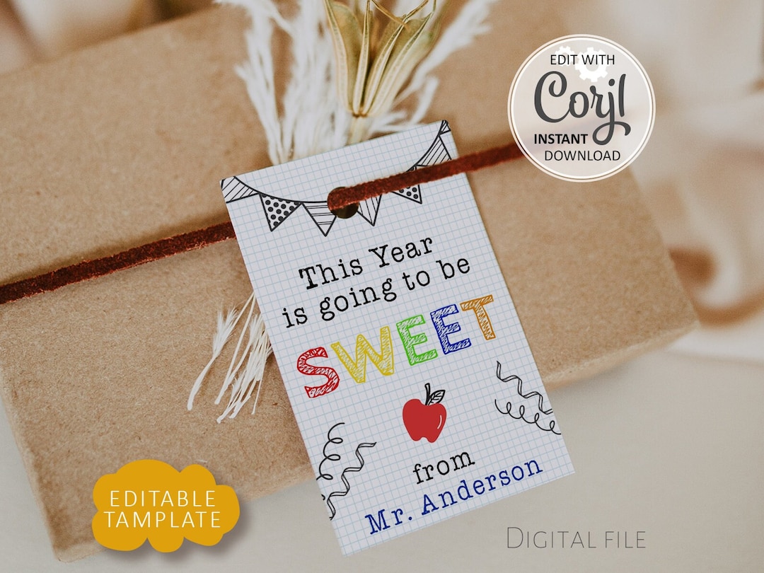 Back to School Gift Tag Template, Printable First Day of School Tag ...