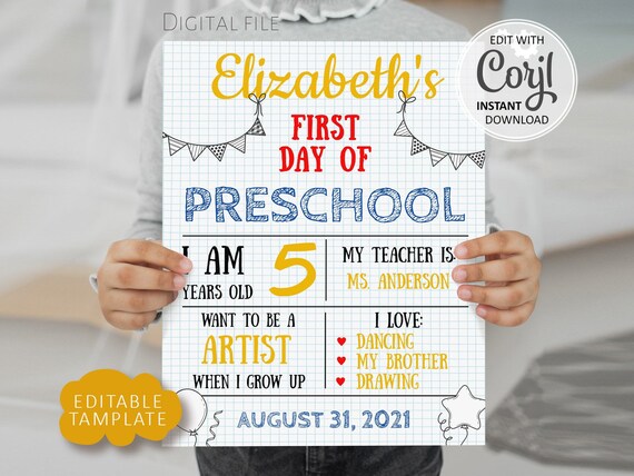 First Day of School Stats Sign Printable Back to School | Etsy