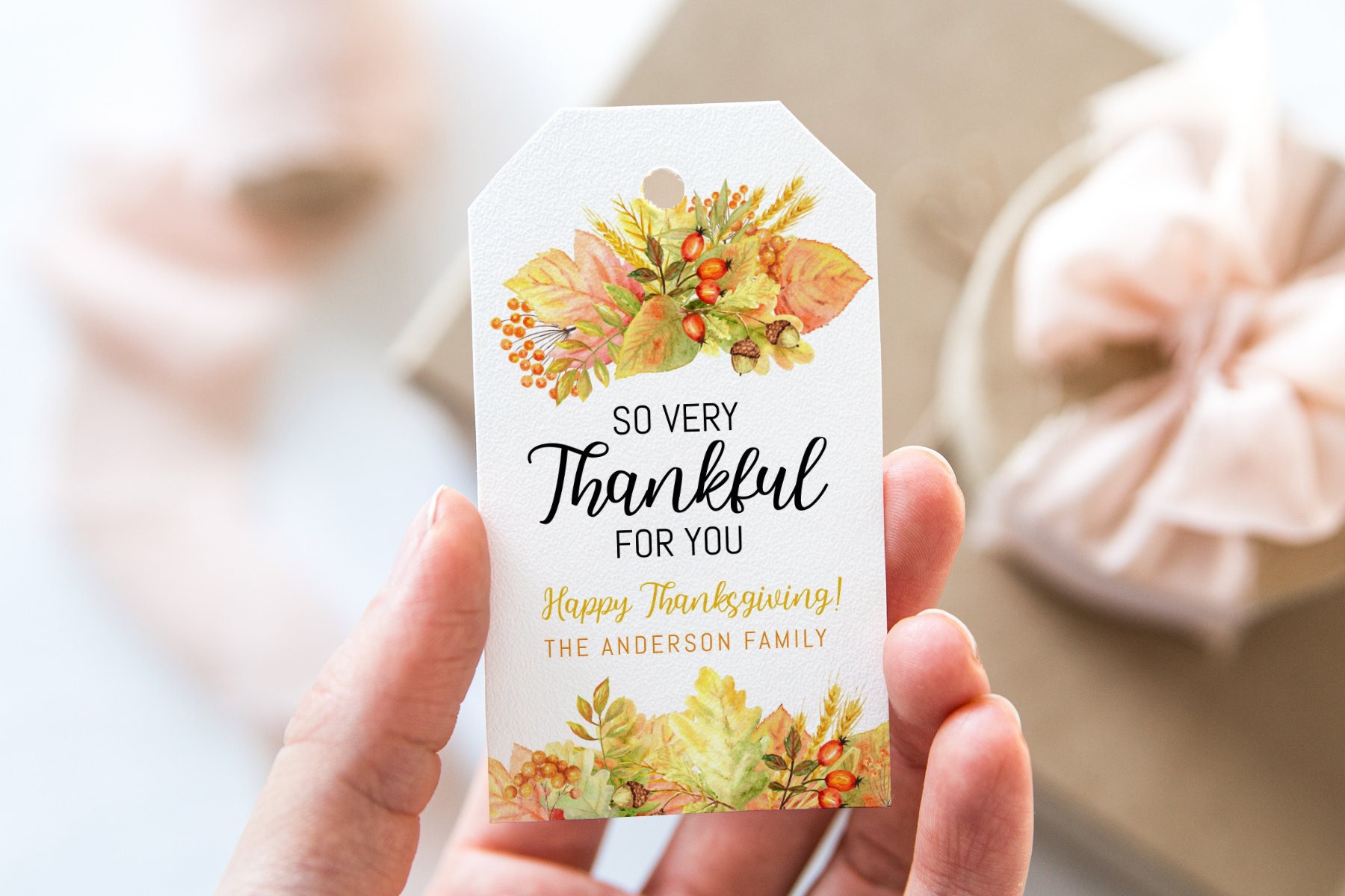 Gift Tags Printable Template Thanksgiving, Thankful for You Favor Tag ...