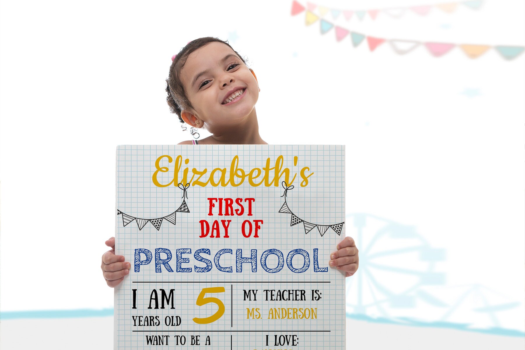 First Day of School Stats Sign: Printable, Editable Template (digital ...