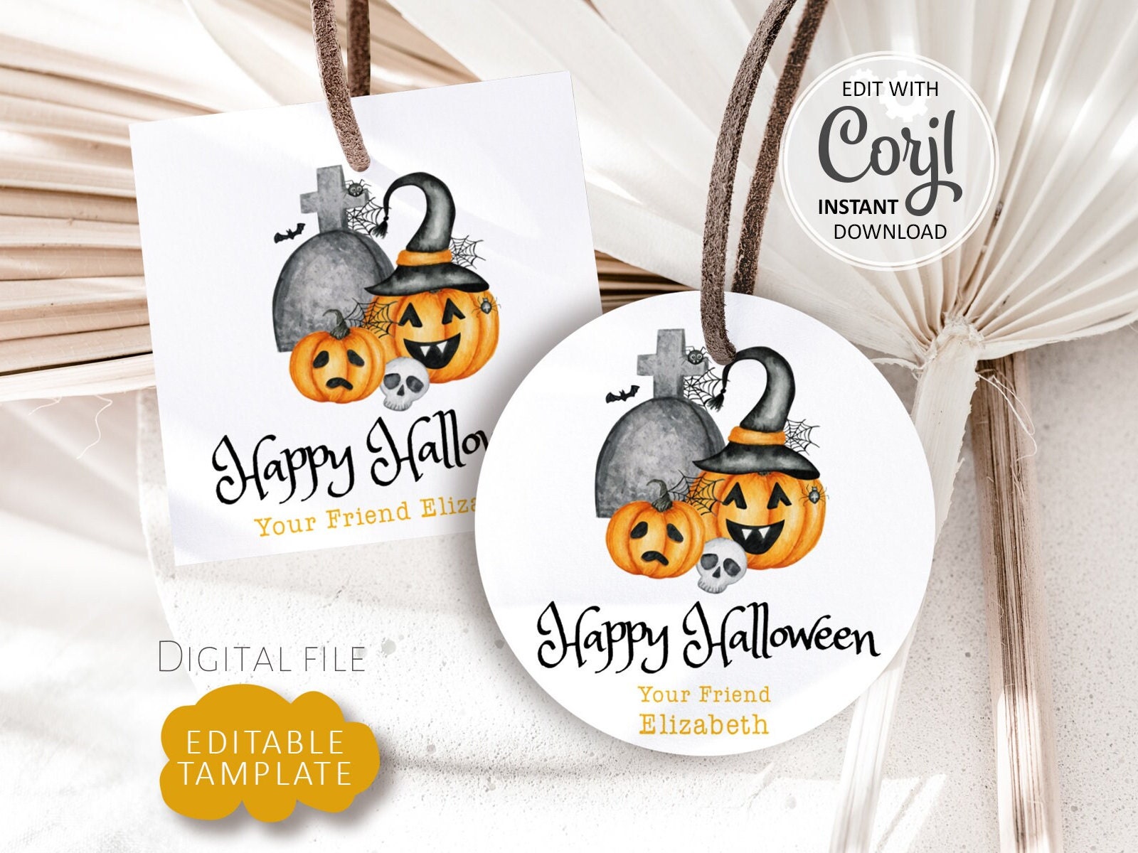 Editable Halloween Gift Tag Template, Printable Favor Tags, Happy ...