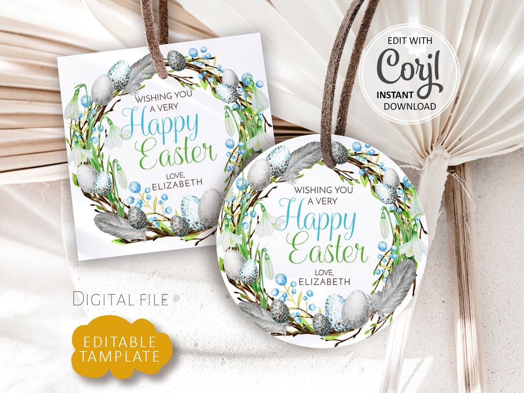 Printable Easter Gift Tags Template, Editable Thank You Cards ...