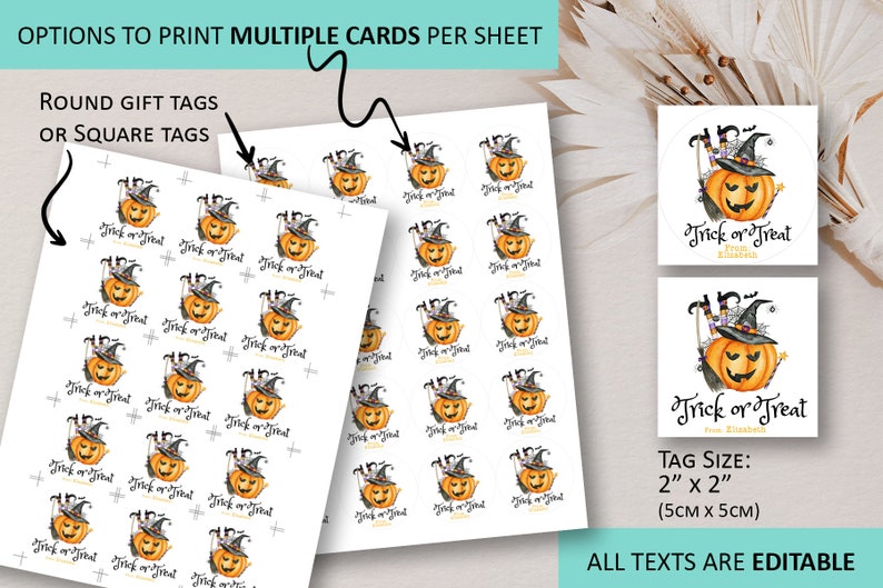 Editable Halloween Gift Tags Template, Printable Personalized Favor Tag ...