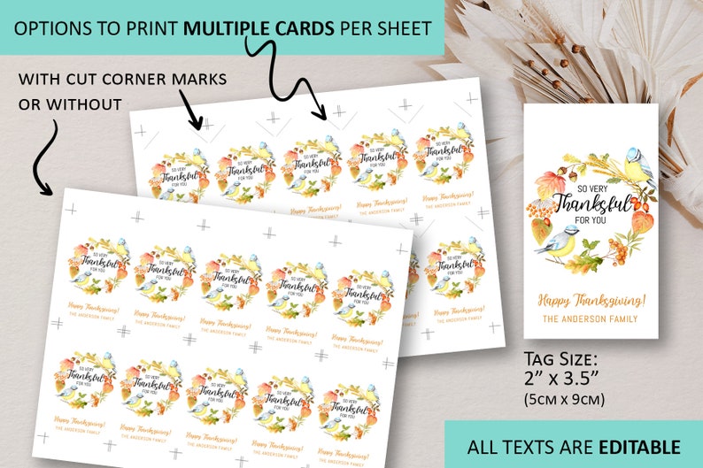 Fall Gift Tags Printable Template Thankful for You Favor Tag - Etsy