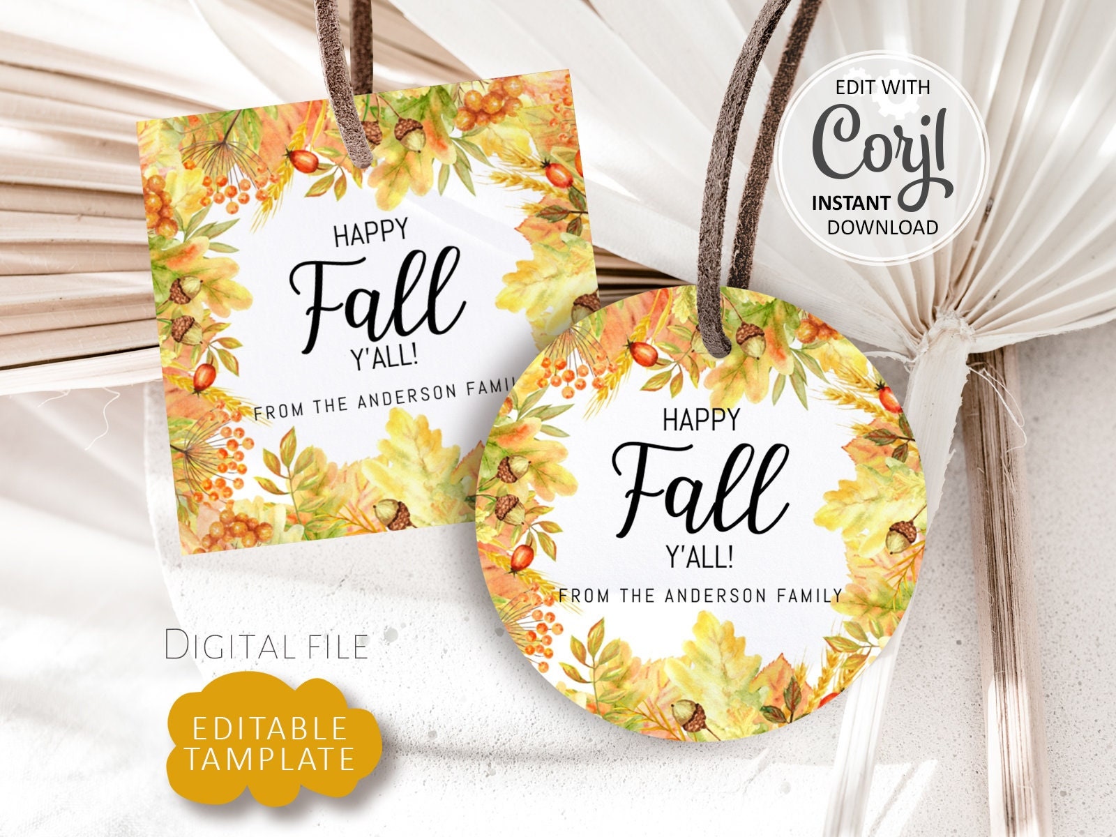 Editable Fall Gift Tags Template, Thanksgiving Printable Personalized ...