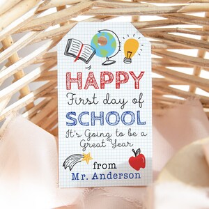 Back to School Gift Tag Template, Printable First Day of School Tag ...