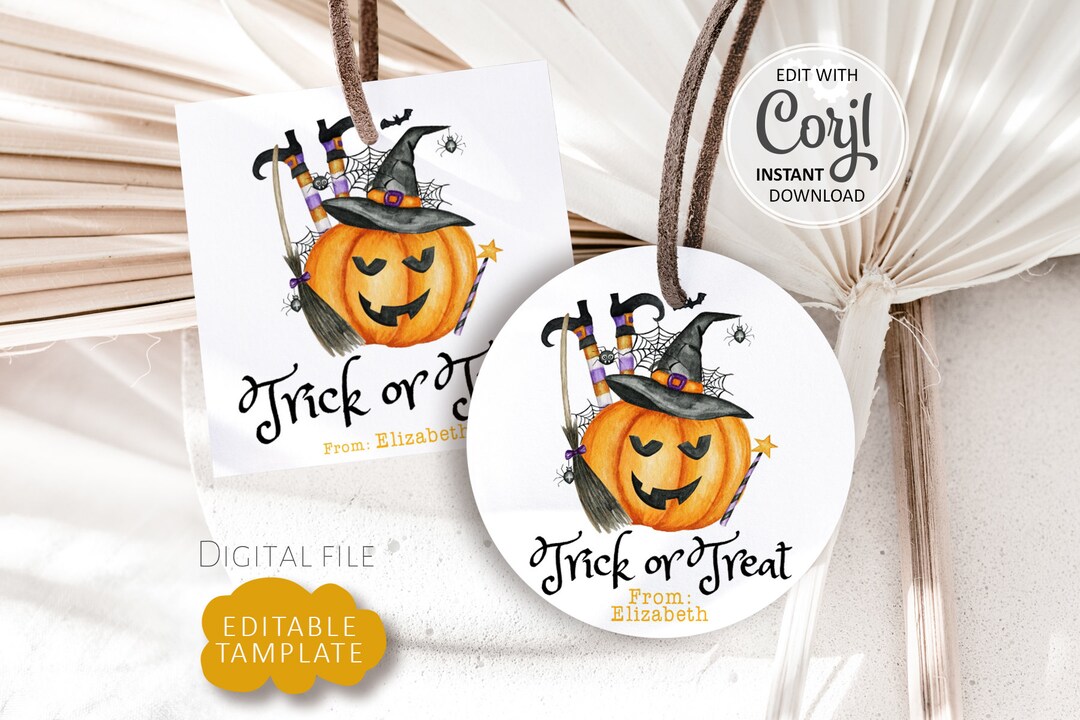 Editable Halloween Gift Tags Template, Printable Personalized Favor Tag ...