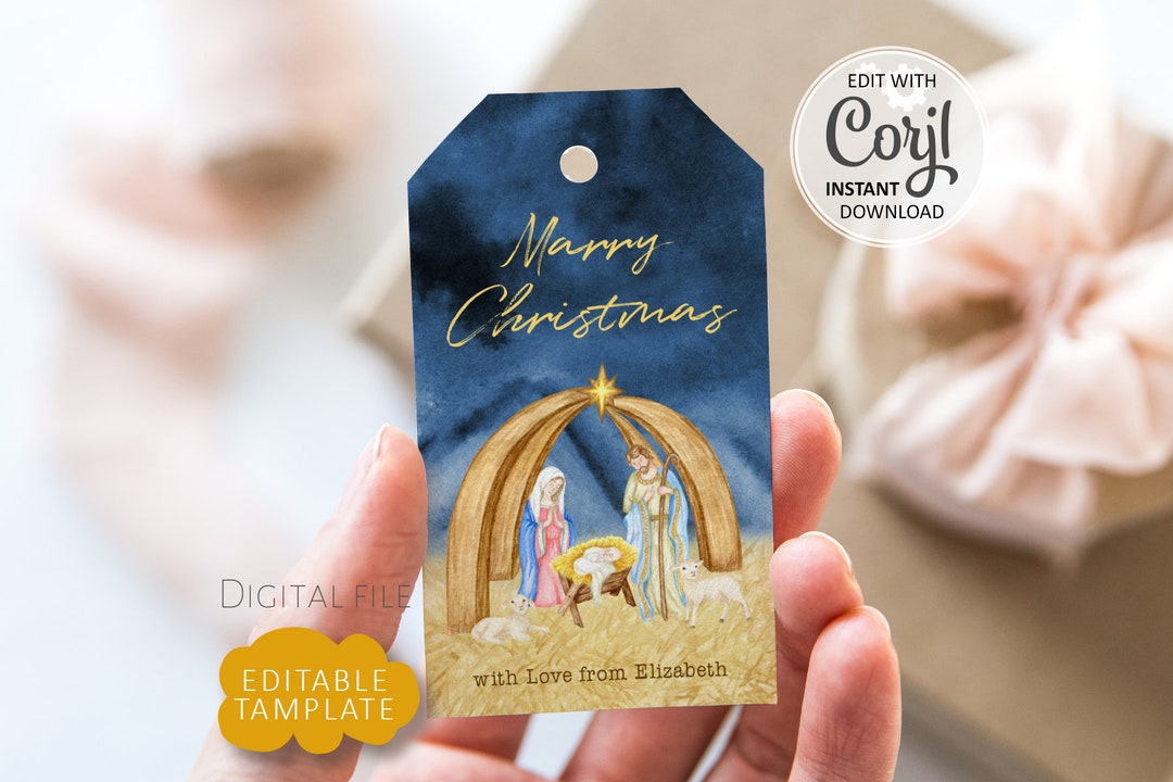 Christmas Gift Tags Editable Template Nativity Thank You Tag Printable ...