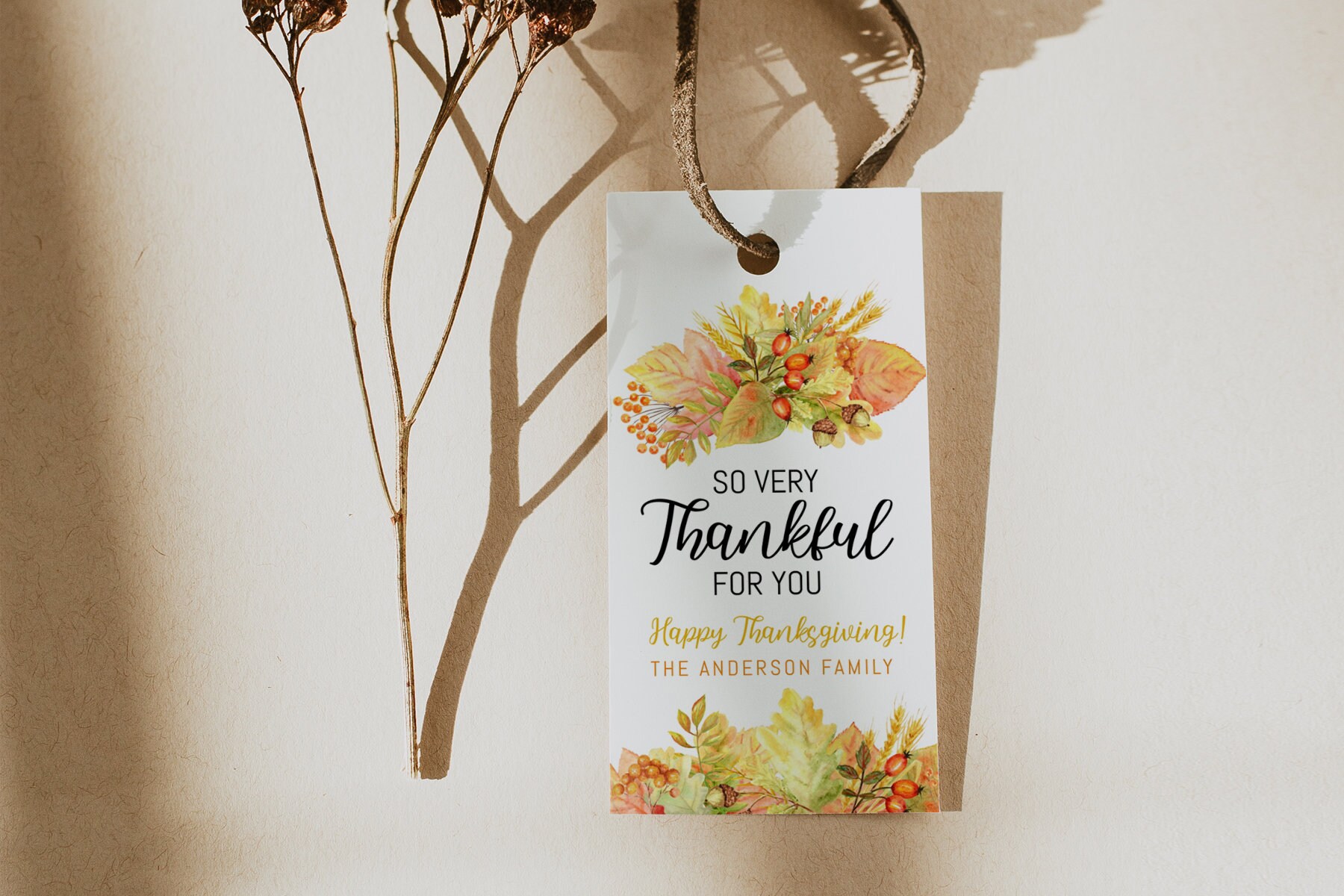 Gift Tags Printable Template Thanksgiving, Thankful for You Favor Tag ...